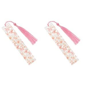 luozzy 2pcs dried flowers bookmark tassel bookmark epoxy dried flower book mark creative gifts for book – pink