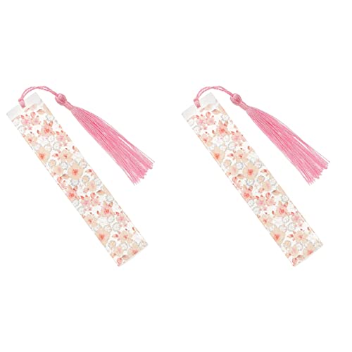 LUOZZY 2pcs Dried Flowers Bookmark Tassel Bookmark Epoxy Dried Flower Book Mark Creative Gifts for Book - Pink