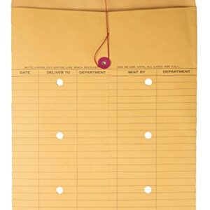 Quality Park Interoffice Envelopes, String and Button, Brown Kraft, 10 x 13, 100 per Case, (63561)