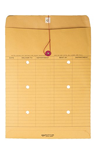 Quality Park Interoffice Envelopes, String and Button, Brown Kraft, 10 x 13, 100 per Case, (63561)