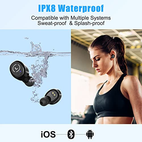 1mii Ankbit Wireless Earbuds, Bluetooth 5.0 TWS Wireless Headphones, Easy-Pairing, 30H Playtime with Fast Charging, Smart Touch Control True Wireless Earbuds for Android & iOS, IPX8 Waterproof,E302