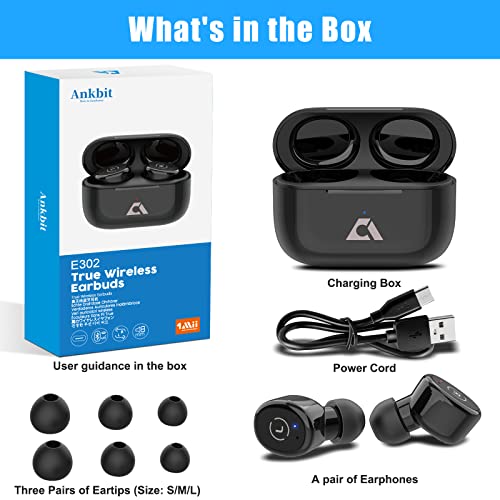 1mii Ankbit Wireless Earbuds, Bluetooth 5.0 TWS Wireless Headphones, Easy-Pairing, 30H Playtime with Fast Charging, Smart Touch Control True Wireless Earbuds for Android & iOS, IPX8 Waterproof,E302