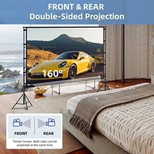 Projector Screen and Stand,Towond 120 inch Outdoor Projection Screen, Portable 16:9 4K HD Rear Front Movie Screen with Carry Bag Wrinkle-Free Design for Home Theater Backyard Cinema