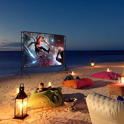 Projector Screen and Stand,Towond 120 inch Outdoor Projection Screen, Portable 16:9 4K HD Rear Front Movie Screen with Carry Bag Wrinkle-Free Design for Home Theater Backyard Cinema