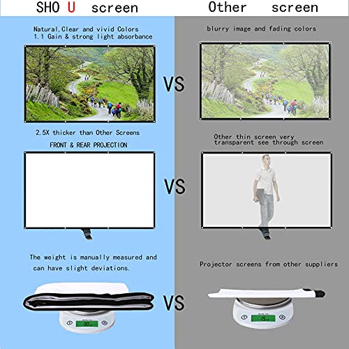 120 inch Projector Screen Outdoor 16:19 HD 4K Foldable and Portable Anti-Crease Portable Projector Screen Double Sided Video Projection Screens for Home ，Party,Office, Classroom，Outdoor