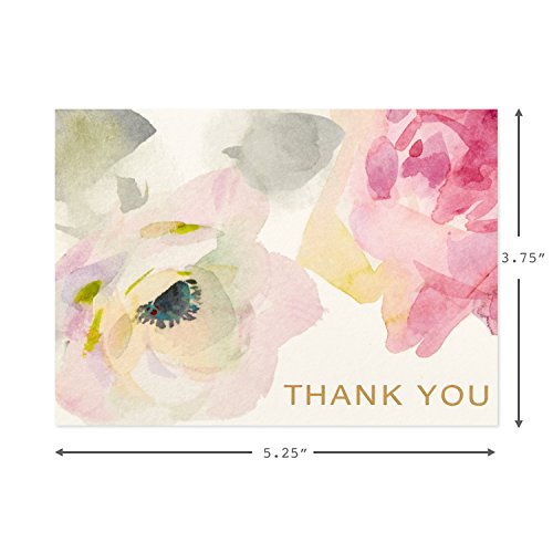 Hallmark Thank You Cards, Watercolor Flowers (10 Cards with Envelopes)