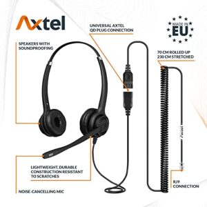 Axtel Bundle Elite HDvoice Duo NC with AXC-04 Cable | Noise Cancellation - Compatible with Cisco 6900, 7800, 7900, 8800, 8900, 9900 Series Phones