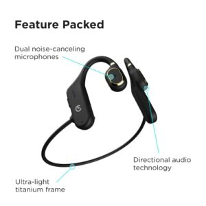 Conduction Labs - Allegro - Open Ear Bluetooth Headphones - Waterproof Bone Conduction Wireless Headset - Cycling & Running Headphones - Black