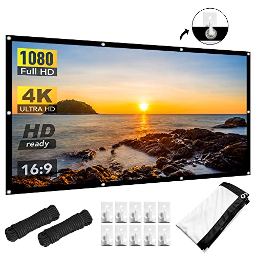 Projector Screen 100 inch, COI Outdoor Movie Screen 16:9 Foldable and Anti-Crease，Portable Projector Screen for Home Theater Outdoor Indoor Support Double Sided Projection