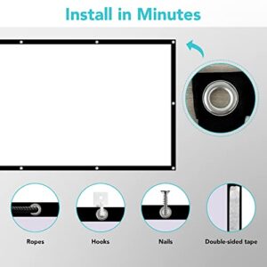 Projector Screen 100 inch, COI Outdoor Movie Screen 16:9 Foldable and Anti-Crease，Portable Projector Screen for Home Theater Outdoor Indoor Support Double Sided Projection