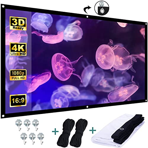 100 inch Projector Screen Portable Projector Screen Outdoor- Small Movie Projector Screens 16:9 HD 4K Foldable and Mini Video Projector Screen for Travel Walls Mount Backyard Movie Night Parties