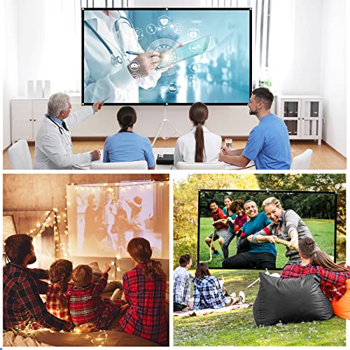 100 inch Projector Screen Portable Projector Screen Outdoor- Small Movie Projector Screens 16:9 HD 4K Foldable and Mini Video Projector Screen for Travel Walls Mount Backyard Movie Night Parties