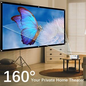 100 inch Projector Screen Portable Projector Screen Outdoor- Small Movie Projector Screens 16:9 HD 4K Foldable and Mini Video Projector Screen for Travel Walls Mount Backyard Movie Night Parties