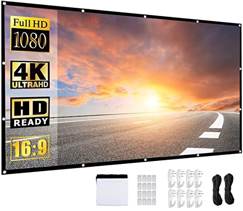 NMEPLAD Projector Screen 120INCH,Portable Movie Screen for Outdoor Indoor,4K 16:9 HD Foldable Wrinkle-Free Screen,1.1 GAIN,160°Viewing,Support Front Rear Projection with 16sticky Hooks & 8 Nail Hooks