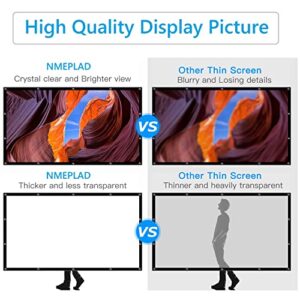 NMEPLAD Projector Screen 120INCH,Portable Movie Screen for Outdoor Indoor,4K 16:9 HD Foldable Wrinkle-Free Screen,1.1 GAIN,160°Viewing,Support Front Rear Projection with 16sticky Hooks & 8 Nail Hooks