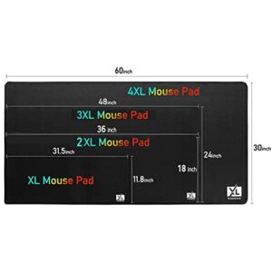 3XL Huge Mouse Pads Oversized (48''x24'') - Extra Large Gaming XXXL Mousepad for Full Desk - Super Thick Nonslip Rubber Base and Waterproof Desktop Keyboard Extended Mouse Mat (Black, XXX-Large)