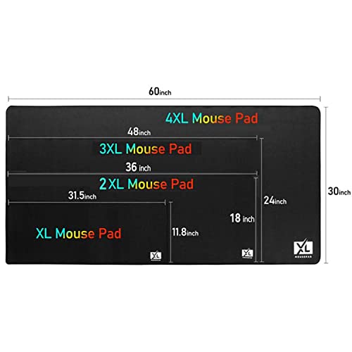 3XL Huge Mouse Pads Oversized (48''x24'') - Extra Large Gaming XXXL Mousepad for Full Desk - Super Thick Nonslip Rubber Base and Waterproof Desktop Keyboard Extended Mouse Mat (Black, XXX-Large)