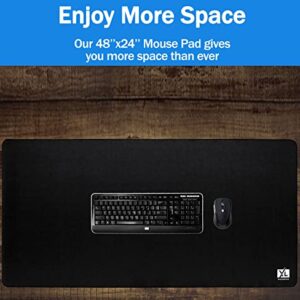 3XL Huge Mouse Pads Oversized (48''x24'') - Extra Large Gaming XXXL Mousepad for Full Desk - Super Thick Nonslip Rubber Base and Waterproof Desktop Keyboard Extended Mouse Mat (Black, XXX-Large)