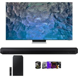 samsung qn65qn900b 65 inch neo qled 8k smart tv bundle hw-q600b 3.1.2ch soundbar, tech smart usa audio entertainment essentials bundle & 2 yr cps enhanced protection pack