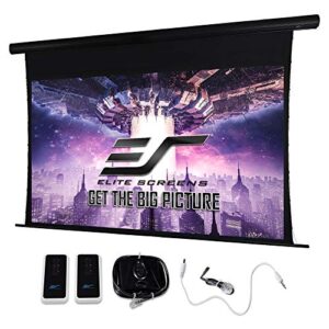 elite screens starling tab-tension 2 cinegrey 5d, 92″ 16:9, 8k 4k ultra hd ready ceiling and ambient light rejecting electric projector screen, cinegrey 5d projection material, stt92uhd5-e12