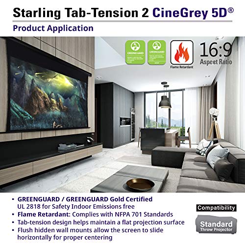 Elite Screens Starling Tab-Tension 2 CineGrey 5D, 92" 16:9, 8K 4K Ultra HD Ready Ceiling and Ambient Light Rejecting Electric Projector Screen, CineGrey 5D Projection Material, STT92UHD5-E12