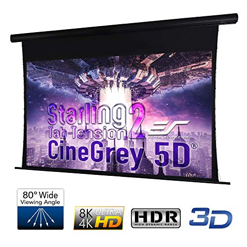 Elite Screens Starling Tab-Tension 2 CineGrey 5D, 92" 16:9, 8K 4K Ultra HD Ready Ceiling and Ambient Light Rejecting Electric Projector Screen, CineGrey 5D Projection Material, STT92UHD5-E12