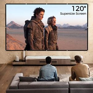 Projector Screen 120 inch, FUDONI Double Sided Outdoor Movie Screen 16:9 Foldable Washable, Portable Projector Screen Outdoor Indoor Projection Screen for Home Theater Camping Party Office