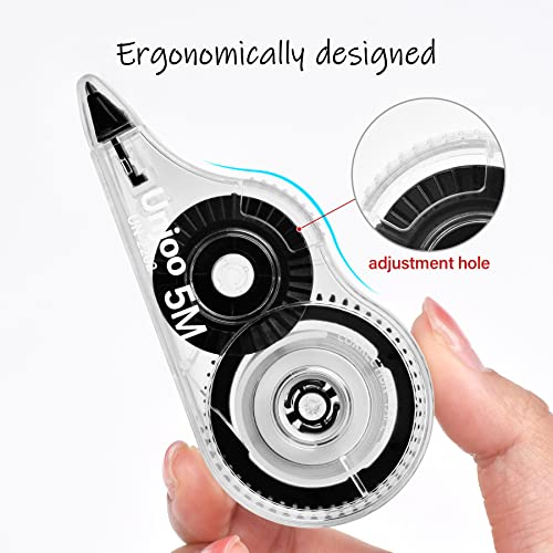 Unjoo Whiteout Correction Tape, Easy To Use Applicator for Instant Corrections Correct Wrong Writing At Any Time, For school, Office (12-pack, 5M/196" x 0.2")