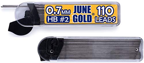 June Gold 8 Pack 0.7 mm HB #2 Mechanical Pencils, Extra Long Spin Eraser, 2 Lead Dispensers/w 220 Refills & 8 Refill Erasers, Break Resistant Lead, Soft Non-Slip Grip