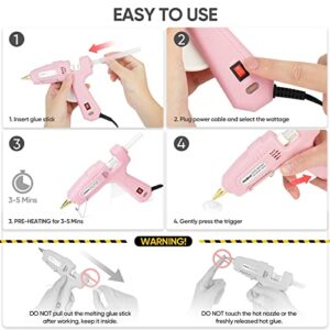 ROMECH Full Size Hot Glue Gun with 60/100W Dual Power and 21 Hot Glue Sticks (7/16"), Fast Preheating Heavy Duty Industrial Gluegun with Storage Case for Crafting, DIY and Repairs (Pink)