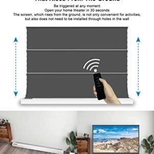 VIVIDSTORM-Projector Screen,Long Focus Ambient Light Rejecting Screen,White Housing Motorized Floor-Rising Projection Screen,Compatible with Lumen up to 2500ANSI of Normally Projector,VWSDSTALR84H