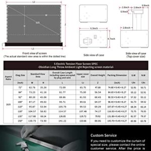 VIVIDSTORM-Projector Screen,Long Focus Ambient Light Rejecting Screen,White Housing Motorized Floor-Rising Projection Screen,Compatible with Lumen up to 2500ANSI of Normally Projector,VWSDSTALR84H