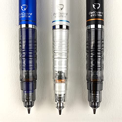 Zebra Pen DelGuard Mechanical Pencil, Fine Point, 0.5mm, Black/Blue/White Barrel, Lead Refills, Refillable, 3-Pack (58603)