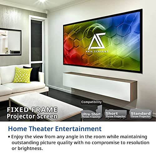 Akia Screens Fixed Frame Projector Screen 150inch 16:9 8K 4K Ultra HD 3D Ready Wall Mount CINEWHITE UHD-B 150" Projection Screen for Indoor Movie Video Home Theater Cinema Office AK-FF150WH2