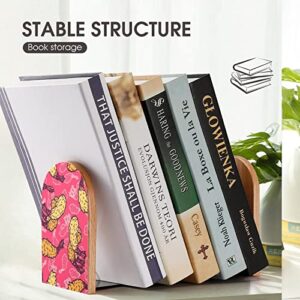 Crispy Hot Shrimp in Tempura Wood Book Ends for Shelves Non-Skid Bookend Book Stand Book Holder Stopper for Home Office School