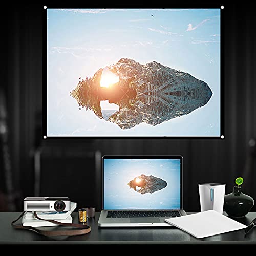 Projection Screen, Projector Curtain, Movie Projector Screen, 60-100 Inch Portable Foldable Non-Crease White Projector Curtain Projection Screen 4:3(72 inches)