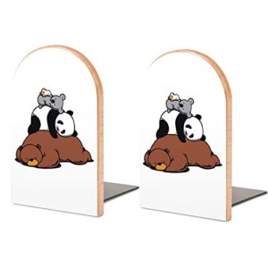 bear panda koala wood book ends for shelves non-skid bookend book stand book holder stopper for home office school