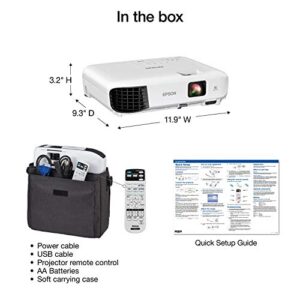 Epson EX3280 3-Chip 3LCD XGA Projector, 3,600 Lumens Color Brightness, 3,600 Lumens White Brightness, HDMI, Built-in Speaker, 15,000:1 Contrast Ratio