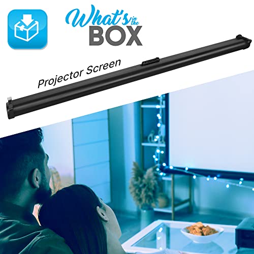 Pyle Portable Projector Screen - Mobile Projection Screen Stand, Lightweight Carry & Durable Easy Pull Out System for Schools Meeting Conference Indoor Outdoor Use, 40 Inch (PRJTP46), White