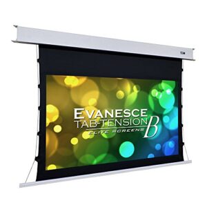 elite screens evanesce tab-tension b, 120-inch diagonal 16:9, 4k / 8k hd ready, recessed in-ceiling electric tab tensioned projector screen, matte white projection screen surface, etb120hw2-e8