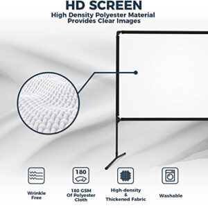 Projector Screen with Stand,100 Inch Outdoor Projector Screen and Stand,Thickened Wrinkle-Free Outdoor Movie Screen and Sturdy Frame for Home Movie Theater