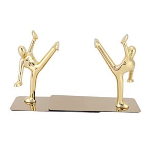 Bookends，Book Ends，Book Ends for Shelves，1 Pair Gold Bookends Stainless Steel Kung Fu Man Heavy Duty Bookends Decorative for Books Movies Home Desk Office