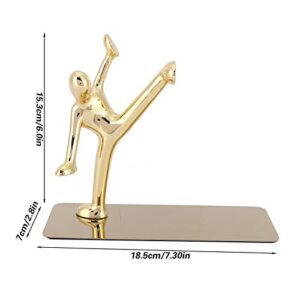 Bookends，Book Ends，Book Ends for Shelves，1 Pair Gold Bookends Stainless Steel Kung Fu Man Heavy Duty Bookends Decorative for Books Movies Home Desk Office