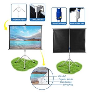 TRMESIA Portable Projector Screen 50in with Foldable Tripod Stand,Pull Down Small Screen for Projector,Projection Mini Movie Screen and Stand 4:3 Ratio & Carry Bag for Indoor Outdoor Movie Night