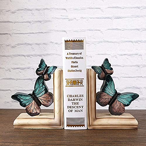 Bookend Supports HeavyDuty ， Book Holders Each Set of 2 Sculpture Butterfly Art Book Holders for Library Office Home Decoration