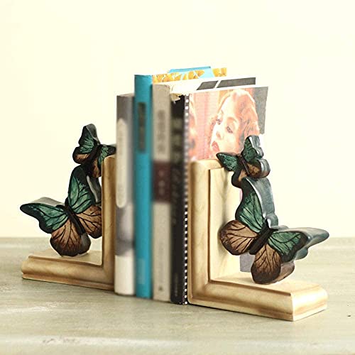 Bookend Supports HeavyDuty ， Book Holders Each Set of 2 Sculpture Butterfly Art Book Holders for Library Office Home Decoration