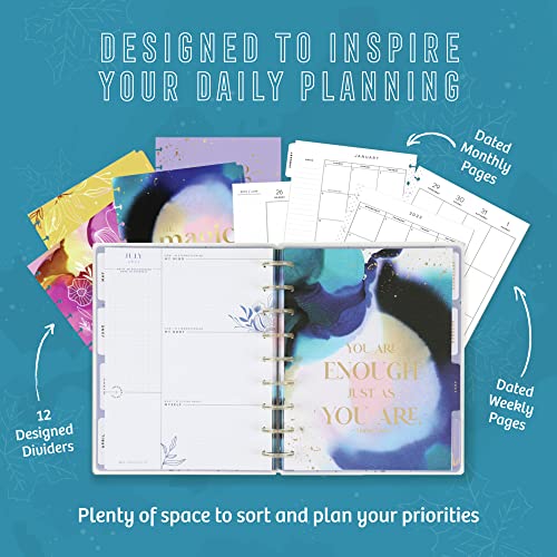 Happy Planner 2023 Daily Planner and Calendar, 12-Month Daily, Weekly, and Monthly Planner, Jan. 2023–Dec. 2023, Wellness Layout, Inky Florals Theme, Classic Size, 7 Inches by 9 1/4 Inches