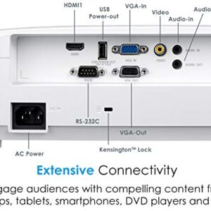 Optoma W335 WXGA DLP Professional Projector | Bright 3800 Lumens | Business Presentations, Classrooms, or Home | 15,000 Hour lamp Life | Speaker Built in | Portable Size