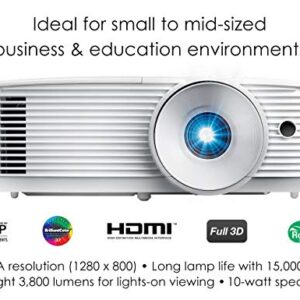 Optoma W335 WXGA DLP Professional Projector | Bright 3800 Lumens | Business Presentations, Classrooms, or Home | 15,000 Hour lamp Life | Speaker Built in | Portable Size