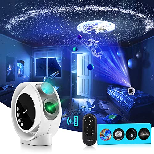 LaView Star Projector HD Image Large Projection Area Valentines Day Gifts LED Lights for Bedroom Infrared Remote Controller 3 Level Silent Rotation Night Light,Include 6K Replaceable 4 Galaxy Discs